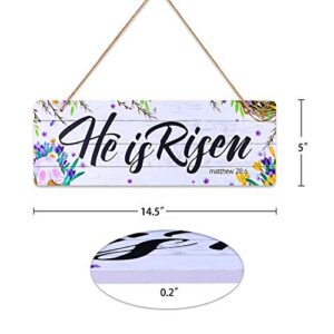 FaCraft He is Risen Door Sign,5"x14.5" Easter Door Hanger Sign,Easter Religious Sign for Wall Front Door Home Decorations