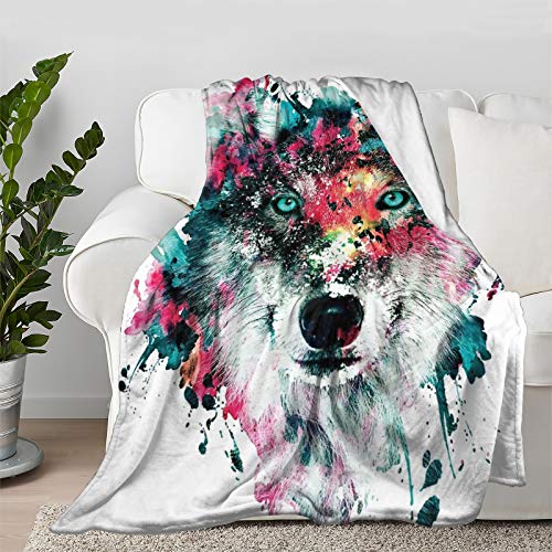 Cool Wolf Flannel Soft Blanket Bed Throw Fit Bed,Sofa, Lap - Warm Cozy Quilt All Season(M 60"X50" Inch)