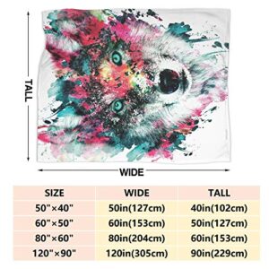 Cool Wolf Flannel Soft Blanket Bed Throw Fit Bed,Sofa, Lap - Warm Cozy Quilt All Season(M 60"X50" Inch)