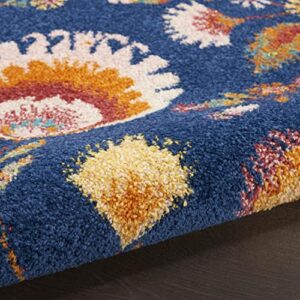 Nourison Allur Floral Navy Multicolor 2' x 3' Area -Rug, Easy -Cleaning, Non Shedding, Bed Room, Living Room, Dining Room, Kitchen (2x3)