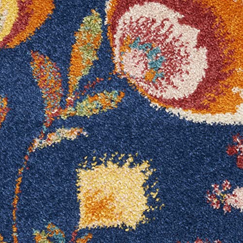 Nourison Allur Floral Navy Multicolor 2' x 3' Area -Rug, Easy -Cleaning, Non Shedding, Bed Room, Living Room, Dining Room, Kitchen (2x3)