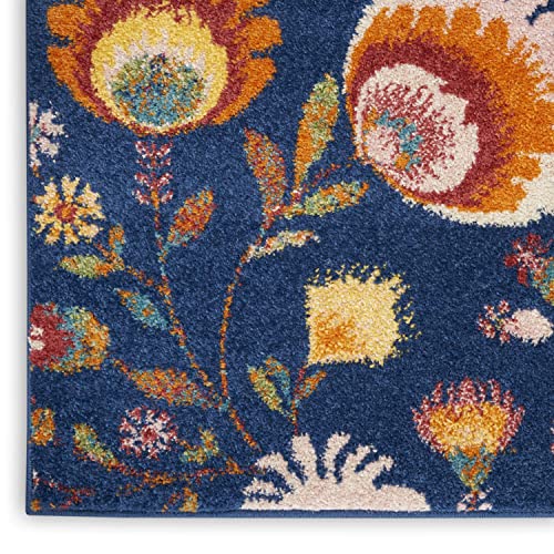 Nourison Allur Floral Navy Multicolor 2' x 3' Area -Rug, Easy -Cleaning, Non Shedding, Bed Room, Living Room, Dining Room, Kitchen (2x3)