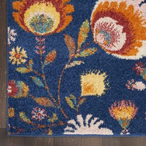 Nourison Allur Floral Navy Multicolor 2' x 3' Area -Rug, Easy -Cleaning, Non Shedding, Bed Room, Living Room, Dining Room, Kitchen (2x3)