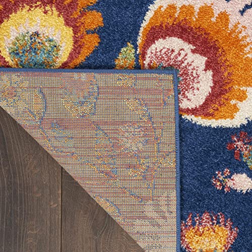 Nourison Allur Floral Navy Multicolor 2' x 3' Area -Rug, Easy -Cleaning, Non Shedding, Bed Room, Living Room, Dining Room, Kitchen (2x3)