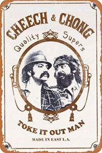 shvieiart movie metal posters cheech and chong zig zag tin metal sign 8″ x 12″