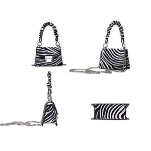 PURFANREE Women Zebra Print Shoulder Bag Small Clutch Evening Purse Crossbody Handbag Satchel Bag Mini Purse