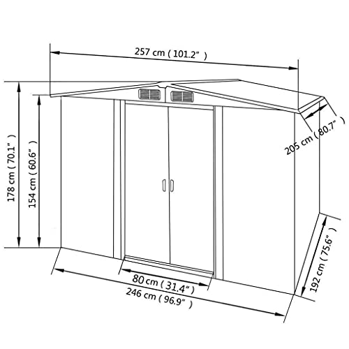 HUIJK Storage Sheds Garden Storage Unit Metal Shed Patio Outdoor Bike BoxTools Store Green