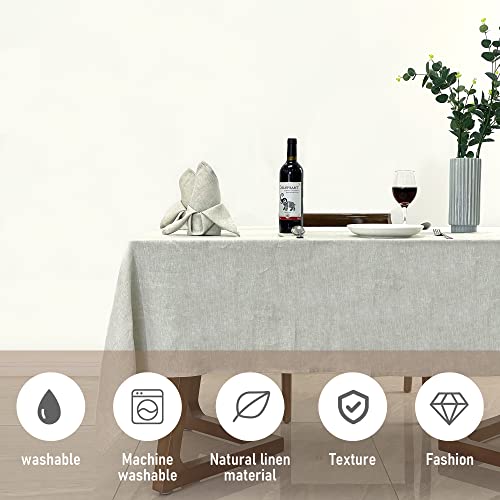 EVERLY 100% Pure Linen Rectangle Tablecloths 60x108Inches for Dining,Buffet Parties,Picnic,Events,Weddings and Restaurants,Decorative Halloween,Thanksgiving Machine Washable Tablecloths-Natural Linen