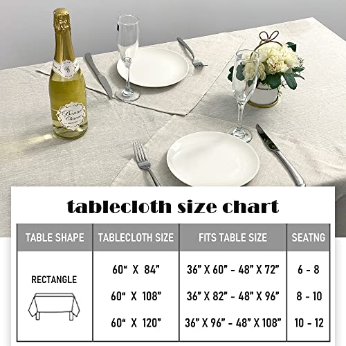 EVERLY 100% Pure Linen Rectangle Tablecloths 60x108Inches for Dining,Buffet Parties,Picnic,Events,Weddings and Restaurants,Decorative Halloween,Thanksgiving Machine Washable Tablecloths-Natural Linen