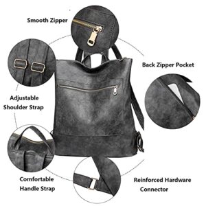 Women Fashion Backpack Purse, Multi-Purpose Shoulder Casual Daypack Large Capacity Bags (Gray)