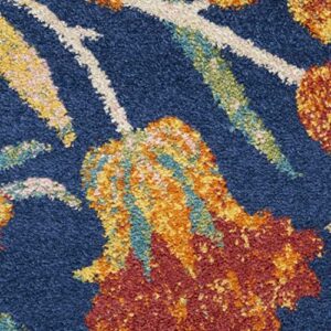 Nourison Allur Floral Navy Multicolor 7'10" x 9'10" Area -Rug, Easy -Cleaning, Non Shedding, Bed Room, Living Room, Dining Room, Kitchen (8x10)