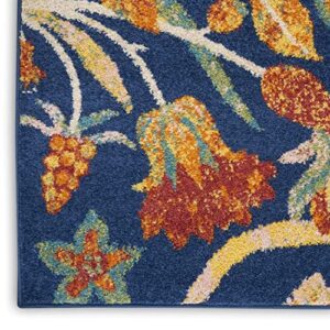 Nourison Allur Floral Navy Multicolor 7'10" x 9'10" Area -Rug, Easy -Cleaning, Non Shedding, Bed Room, Living Room, Dining Room, Kitchen (8x10)