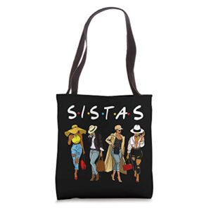 proud black sistas queen melanin afro african american women tote bag