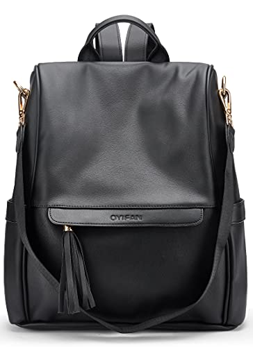 Oyifan Womens Leather Backpack Purse Bookbag Purse Anti-theft Travel Backpack Convertible Handbag