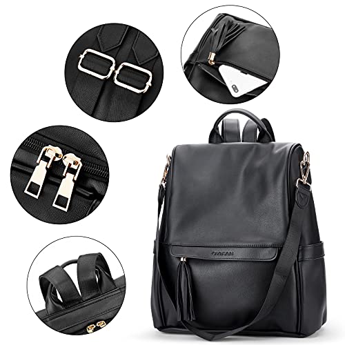 Oyifan Womens Leather Backpack Purse Bookbag Purse Anti-theft Travel Backpack Convertible Handbag