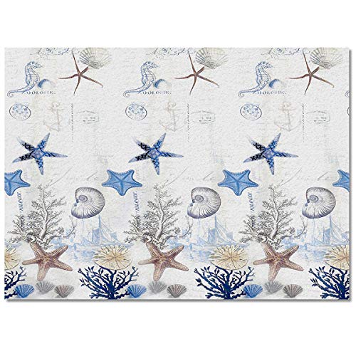 2x3ft Large Area Rugs for Living Room, Nautical Tropical Ocean Collection Area Runner Rugs Non Slip Bedroom Carpets Hallways Rug, Outdoor Indoor Nursery Rugs Décor, Anchor Starfish Shell Seahorse