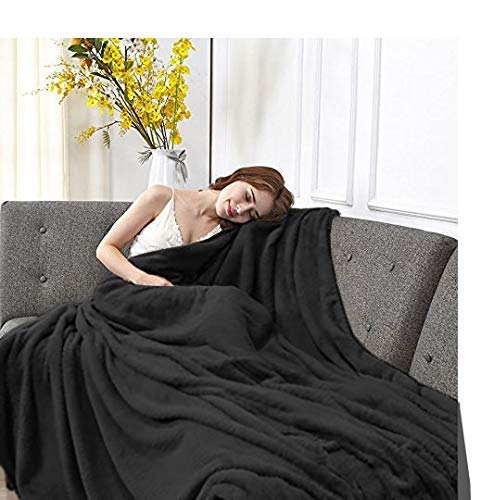 50x60 Throw Blankets, Fleece Throw Blanket for Livingroom, Couch, Chair, Bed (Solid Black)