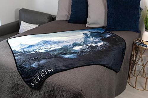 JUST FUNKY The Elder Scrolls Skyrim Video Game Fleece Throw Blanket | Skyrim Soft Blankets and Throws | Official The Elder Scrolls Skyrim Throw Blankets | Measures 60 x 45 Inches