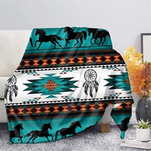 clohomin southwest native american flannel microfiber throw blanket, indian tribal aztec geometry red pattern travel couch bed plush blanket