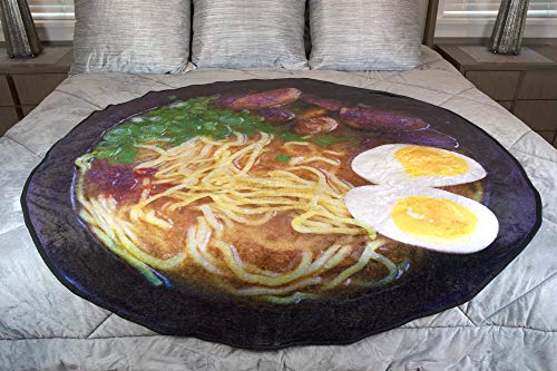 Ramen Bowl Fleece Throw Blanket | Large Soft Throw Blanket | Ramen Bowl Fleece Blankets And Throws And Throws | Officially Licensed Ramen Noodle Throw Blankets | Measures 60 Inches In Diameter