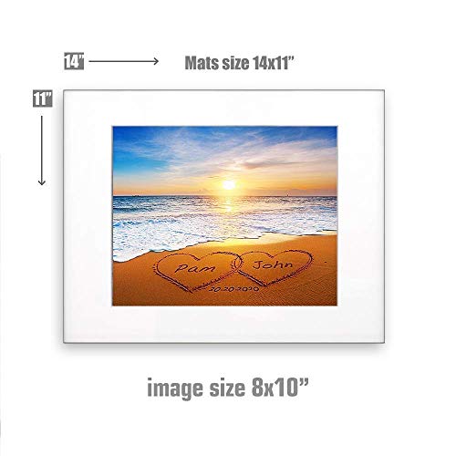 Heart and Heart at Beautiful Sunrise Unique Personalized Photo or Canvas Prints with Couple's Names and Special Date on Beach,Perfect Present Love Gift for Anniversary,Wedding,Birthday and Holidays