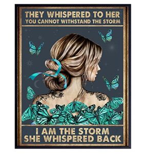 they whispered to her you cannot withstand the storm – inspirational quote wall art – she whispered back i am the storm – motivational positive encouragement gifts for women – boho print decoration