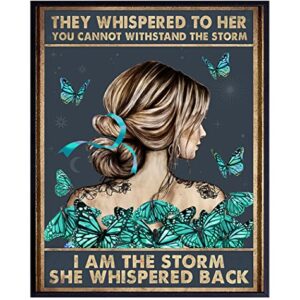 They Whispered to Her You Cannot Withstand The Storm - Inspirational Quote Wall Art - She Whispered Back I Am The Storm - Motivational Positive Encouragement Gifts for Women - Boho Print Decoration