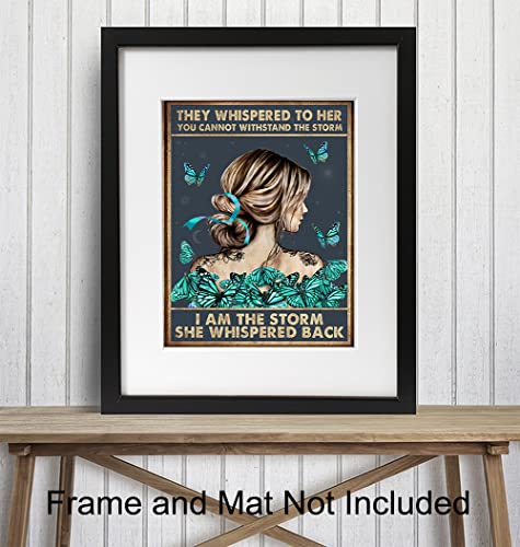 They Whispered to Her You Cannot Withstand The Storm - Inspirational Quote Wall Art - She Whispered Back I Am The Storm - Motivational Positive Encouragement Gifts for Women - Boho Print Decoration