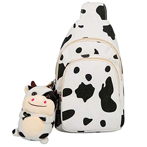 VALICLUD Hiking Backpack Small Crossbody Bag Mini Sling Backpack Small Cow Print Purse Canvas Cartoon Sling Bag Cell Phone Purse Cute Small Backpacks