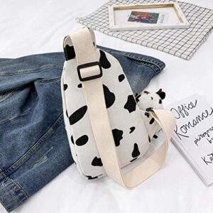 VALICLUD Hiking Backpack Small Crossbody Bag Mini Sling Backpack Small Cow Print Purse Canvas Cartoon Sling Bag Cell Phone Purse Cute Small Backpacks