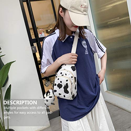 VALICLUD Hiking Backpack Small Crossbody Bag Mini Sling Backpack Small Cow Print Purse Canvas Cartoon Sling Bag Cell Phone Purse Cute Small Backpacks