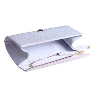 KALAIEN Envelope Clutch Purse Evening Bag for Women Glitter Evening Bag Handbags For Wedding (Silver)