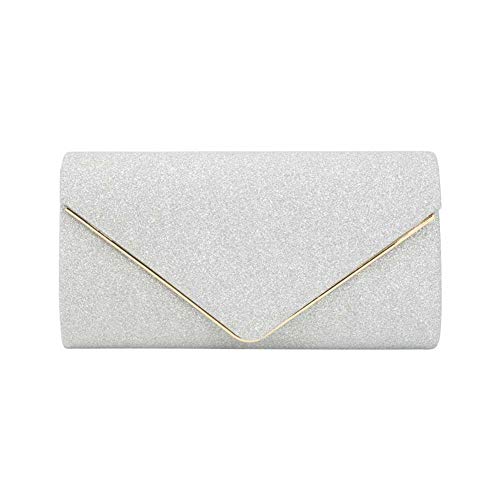 KALAIEN Envelope Clutch Purse Evening Bag for Women Glitter Evening Bag Handbags For Wedding (Silver)