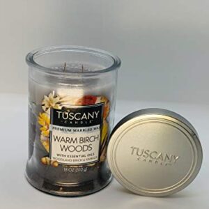 Tuscany Candle Warm Birch Woods Premium Marbled Wax Candle 2- Wick 18oz.