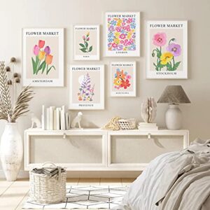 RBPRIDE Flower Market Poster Set of 6, 8x10 Inch Matisse Poster Flower Market Canvas Art Prints UNFRAMED , Abstract Floral Wall Art Modern Abstract Wall Art for Living Room Décor