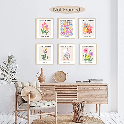 RBPRIDE Flower Market Poster Set of 6, 8x10 Inch Matisse Poster Flower Market Canvas Art Prints UNFRAMED , Abstract Floral Wall Art Modern Abstract Wall Art for Living Room Décor