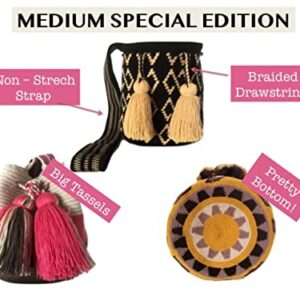 Wayuu Mochila Bag For Women, Colombian boho bags, Handmade With Big Nice-Looking Tassels