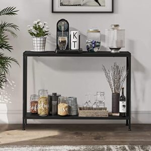 IDEALHOUSE 2-Tier Narrow Console Sofa Side Table for Entryway Hallway Living Room, Premium Entryway Furniture, 42.9in L x 9.8in W x 29.9in H (Black)