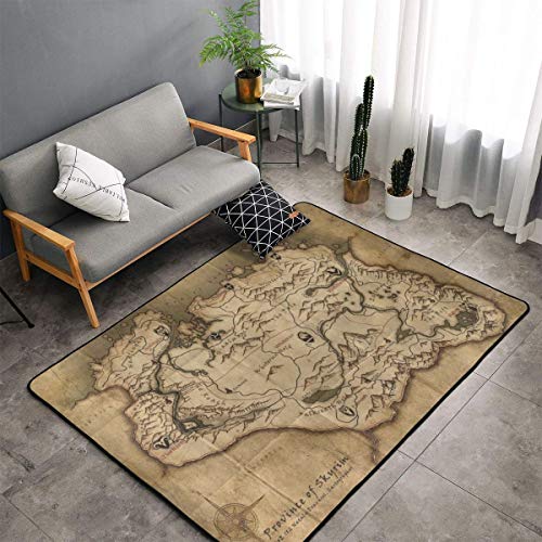 Premium Ultra Soft Durable Thick Area Rug - Luxury Fashion Non-Slip The Old Map in Game Province of Skyrim Large Rugs Bedside Mats Home Decor Carpet for Bedroom Nursery Living Room Playroom