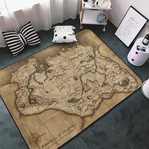 Premium Ultra Soft Durable Thick Area Rug - Luxury Fashion Non-Slip The Old Map in Game Province of Skyrim Large Rugs Bedside Mats Home Decor Carpet for Bedroom Nursery Living Room Playroom