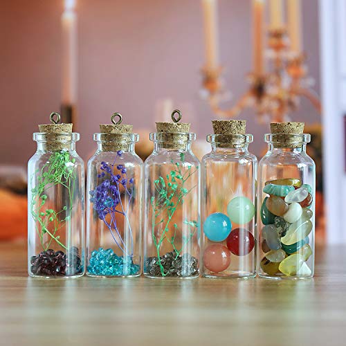 VOFUWS 48PCS 20ml Mini Glass Jars Bottles with Corks(48pcs Eye Screws and 30-meter twine and 3pcs Funnel)