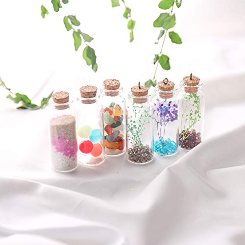 VOFUWS 48PCS 20ml Mini Glass Jars Bottles with Corks(48pcs Eye Screws and 30-meter twine and 3pcs Funnel)