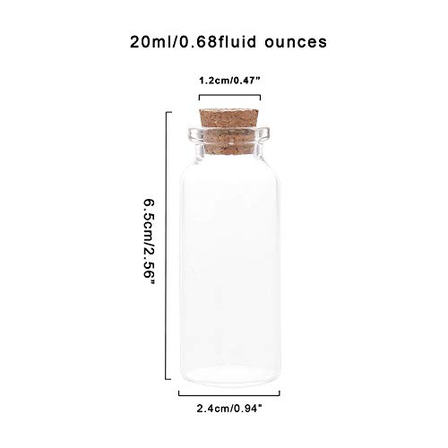 VOFUWS 48PCS 20ml Mini Glass Jars Bottles with Corks(48pcs Eye Screws and 30-meter twine and 3pcs Funnel)