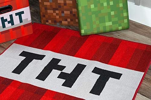 Minecraft Area Rug TNT Block Decorations Merch Video Game Decorations TNT Decorations | 39-Inch Square Area Rug