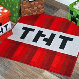 Minecraft Area Rug TNT Block Decorations Merch Video Game Decorations TNT Decorations | 39-Inch Square Area Rug