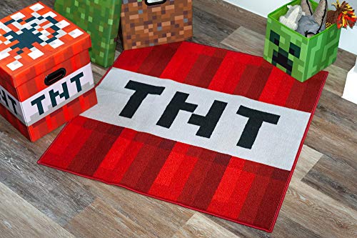 Minecraft Area Rug TNT Block Decorations Merch Video Game Decorations TNT Decorations | 39-Inch Square Area Rug