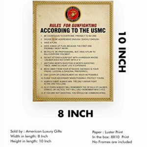 "Rules for Gunfighting According to the USMC"-U.S. Marine Corps Wall Art- 8 x 10" Distressed Patriotic Print-Ready to Frame. Home-Office-Military Decor. Perfect Gift for All Marines! Semper Fi!