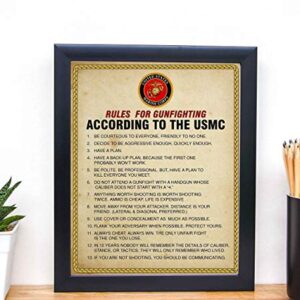 "Rules for Gunfighting According to the USMC"-U.S. Marine Corps Wall Art- 8 x 10" Distressed Patriotic Print-Ready to Frame. Home-Office-Military Decor. Perfect Gift for All Marines! Semper Fi!