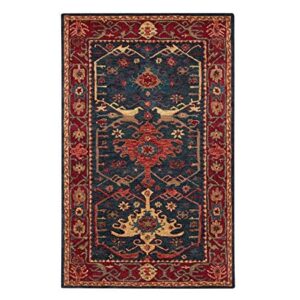 Wool Rug CHIA Channin Indigo Rug Hand Tufted Persian Traditional Wool Rug New Floral Oriental Vintage Area Rug (5x8)