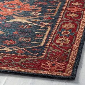 Wool Rug CHIA Channin Indigo Rug Hand Tufted Persian Traditional Wool Rug New Floral Oriental Vintage Area Rug (5x8)